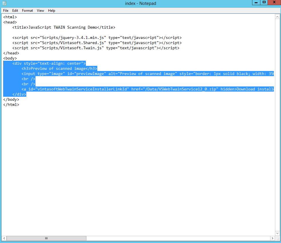 Acquire Images From TWAIN SANE Scanner In HTML JavaScript Application