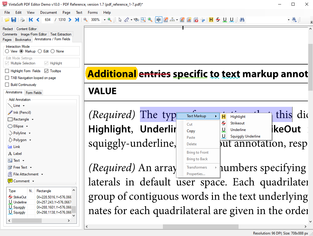 Markup Text On Pdf Page Using Text Markup Annotation In Net