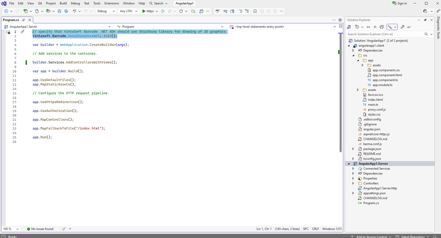 Generate barcode image in "Angular and ASP.NET Core" application