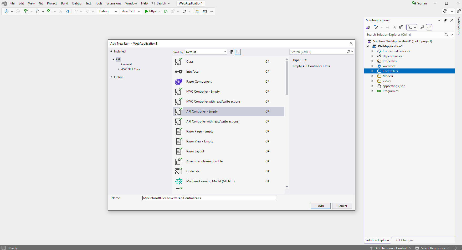 Convert PDF file to DOCX file in an "ASP.NET Core Web App (Model-View ...