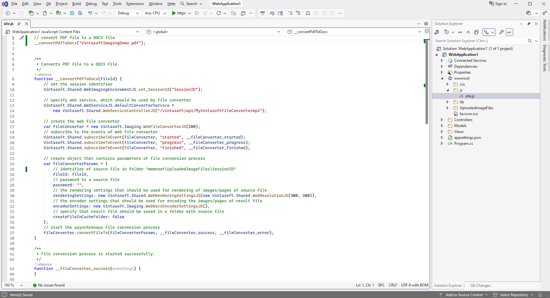 Convert PDF file to DOCX file in an "ASP.NET Core Web App (Model-View ...