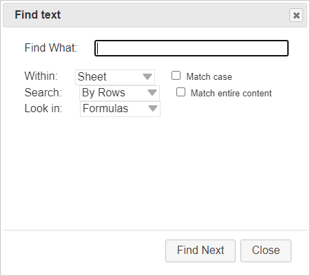 "Standard" dialogs, which are used in Web Spreadsheet Document Editor UI