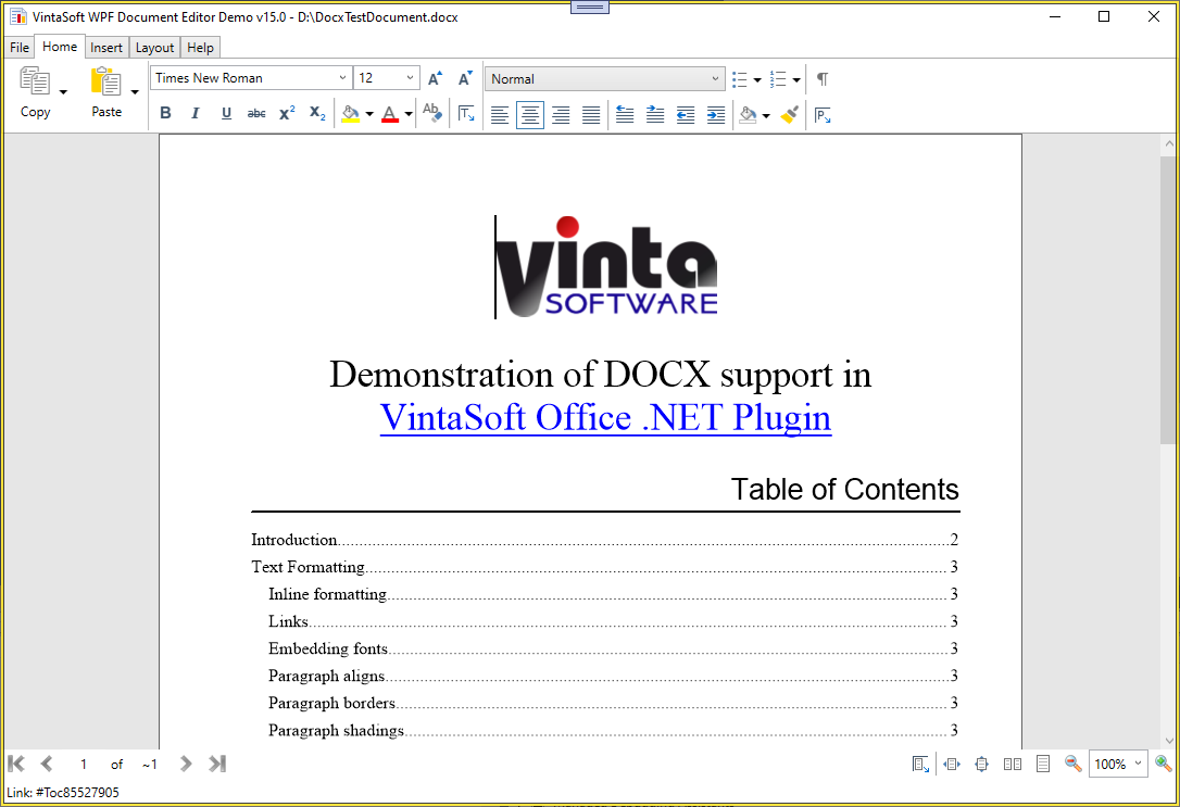 DOCX: Edit a DOCX document in WPF document editor control