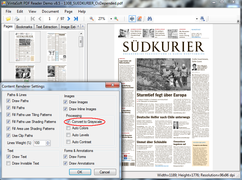 PDF: Manage rendering of PDF content